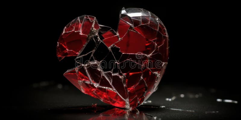 Broken heart in pieces stock illustration. Illustration of love - 275196441