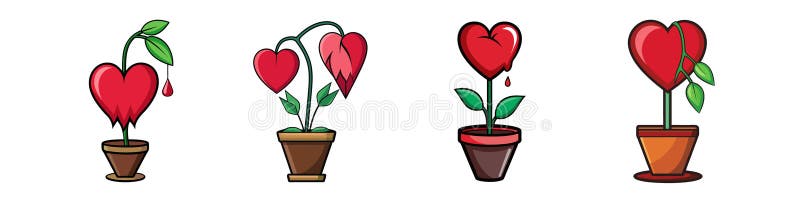 Broken Heart Plant in Pot with Tear Stock Vector - Illustration of ...