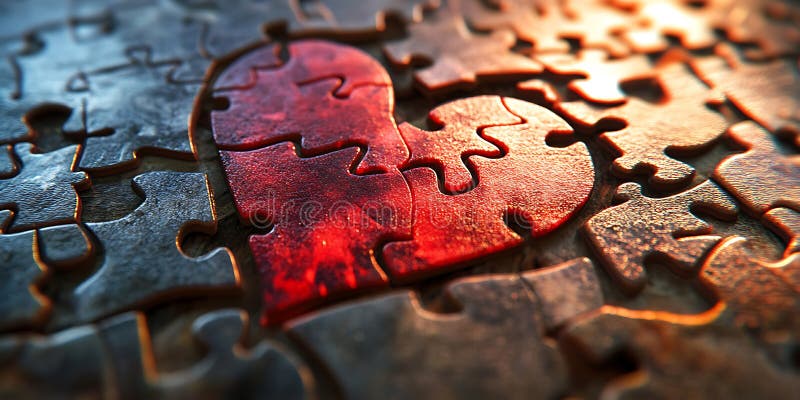 Broken Heart Puzzle Abstract Love and Loss Image Stock Illustration ...