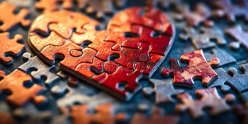 Broken Heart Puzzle Images of Love Loss and Healing Stock Illustration ...