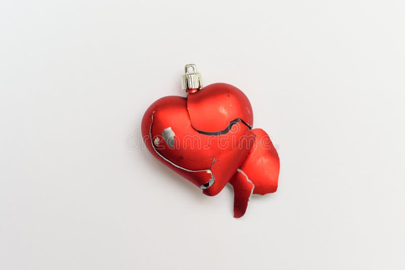 Broken Heart Red Heart Isolated on White Background As Symbol of Break ...
