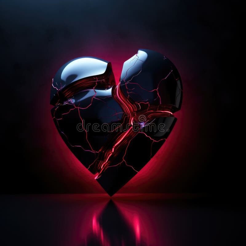 A Broken Heart with a Red Light Coming Out of it Stock Illustration ...