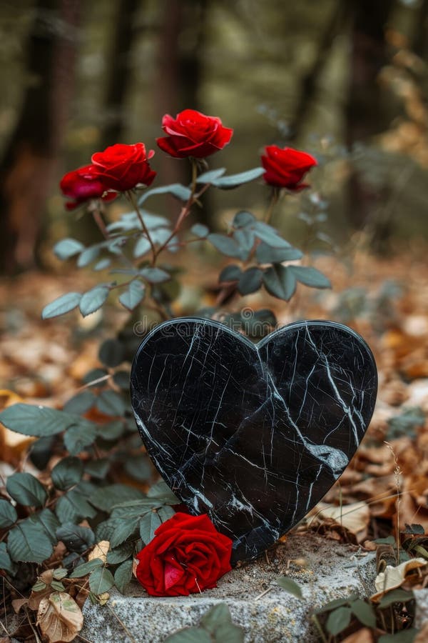 Broken heart and red roses stock illustration. Illustration of roses ...