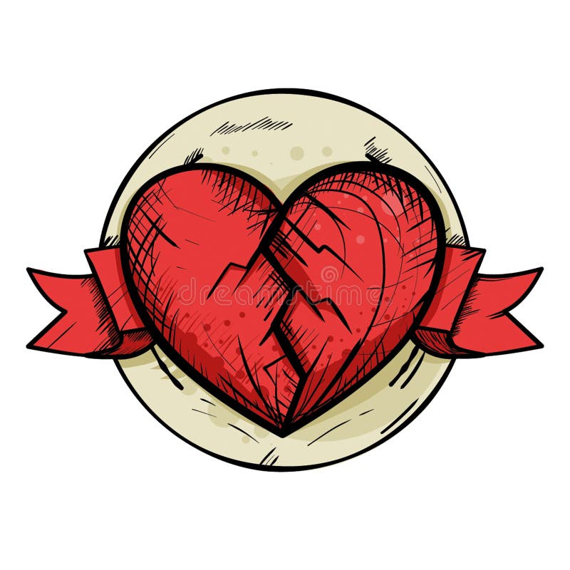 Broken Heart with Ribbon - Vector Illustration Stock Vector ...
