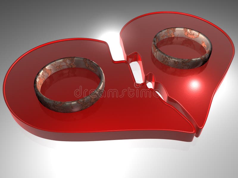 Broken heart - Rings - 3D stock illustration. Illustration of render ...