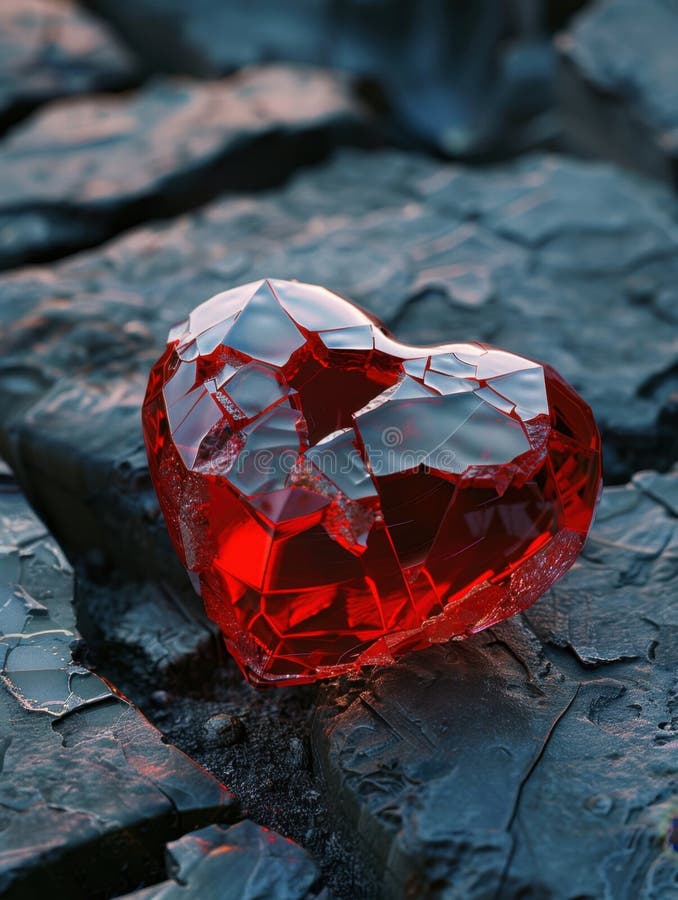 Broken Heart on Rocky Surface Stock Photo - Image of breakage ...