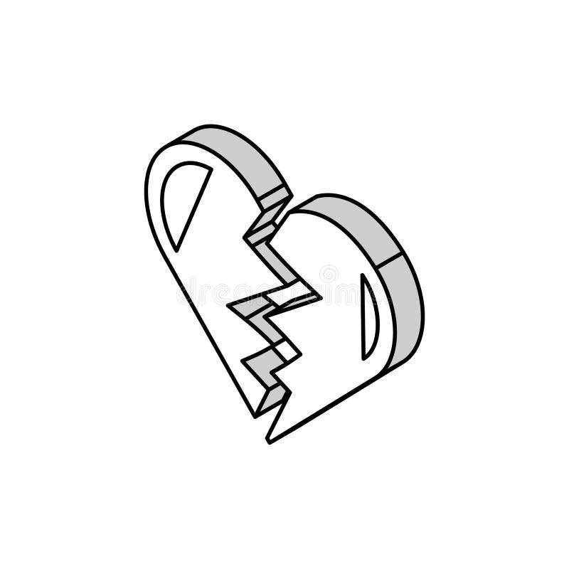 Broken Heart Sad Mood Isometric Icon Vector Illustration Stock Vector ...