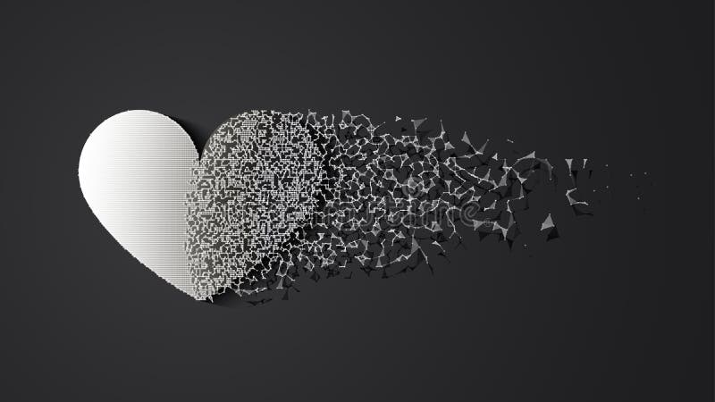 Broken heart with shadow stock vector. Illustration of monochrome ...