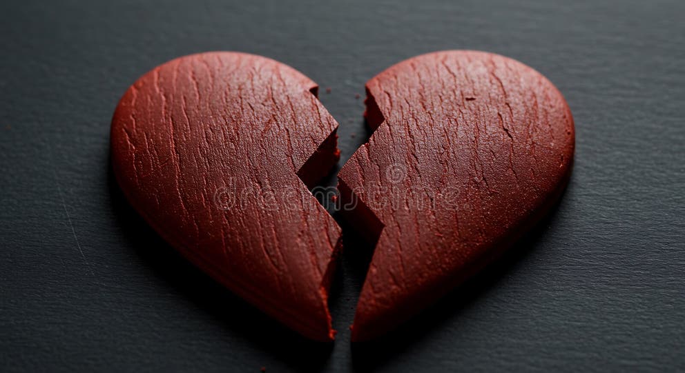 A Broken Heart Shape Made from a Reddish Material with a Textured ...
