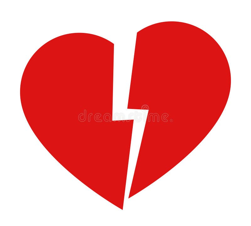 Broken Heart Shape Symbol, Vector Silhouette Illustration of Red Heart ...