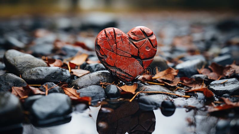 A Broken Heart Sitting on Top of a Pile of Rocks. Stock Illustration ...