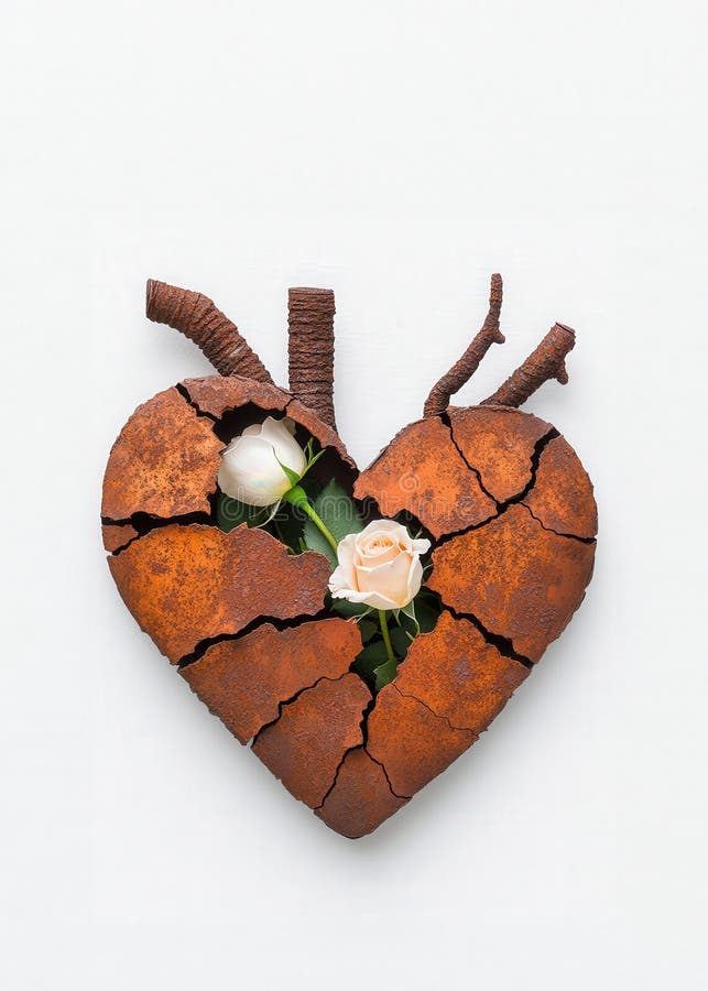 A Broken Heart Symbol with Roses Representing Love and Healing in a ...