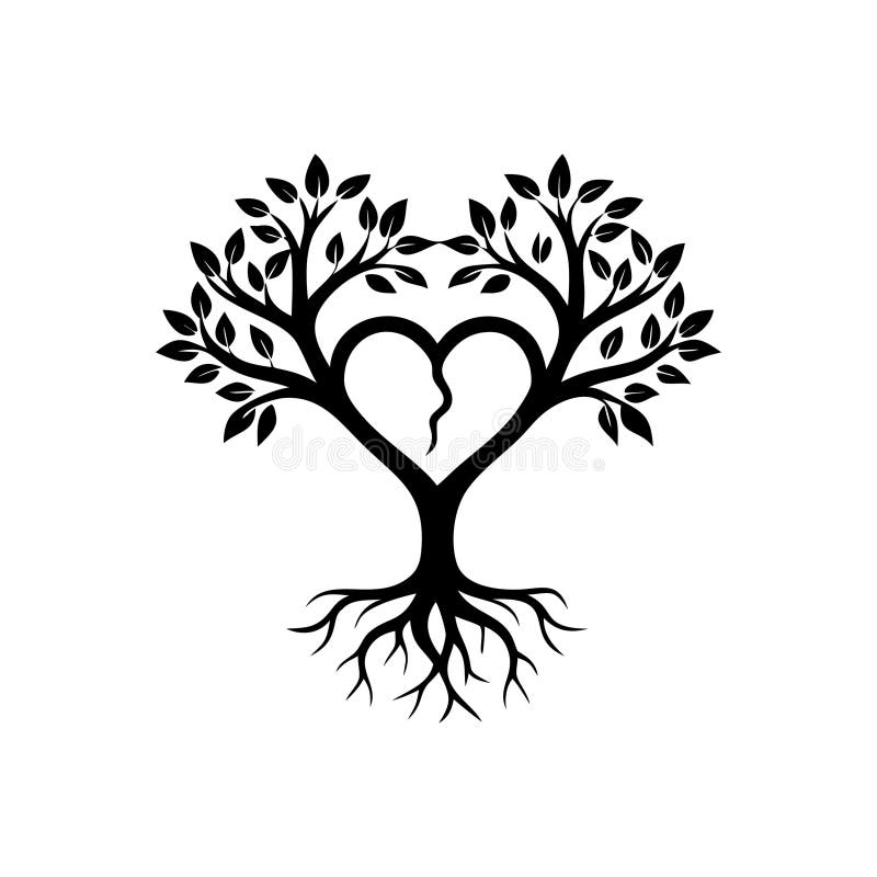 Broken Heart Tree Silhouette: Symbol of Healing and New Beginnings ...