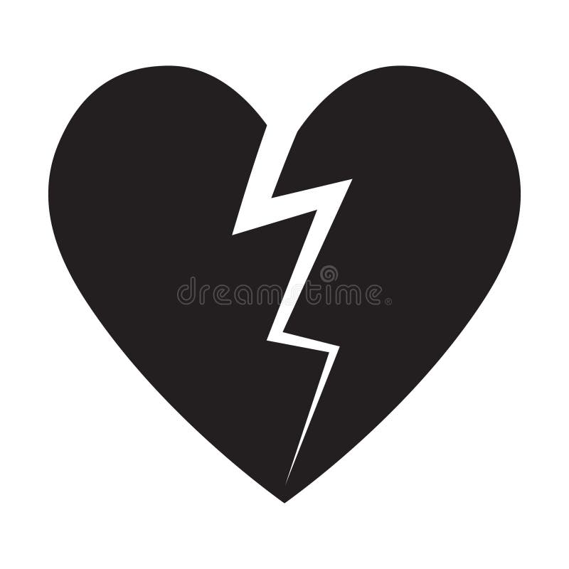Broken Heart Vector Icon. Black Broken Heart Isolated Illustration ... Broken Heart Vector Icon. Black Broken Heart Isolated Illustration ...