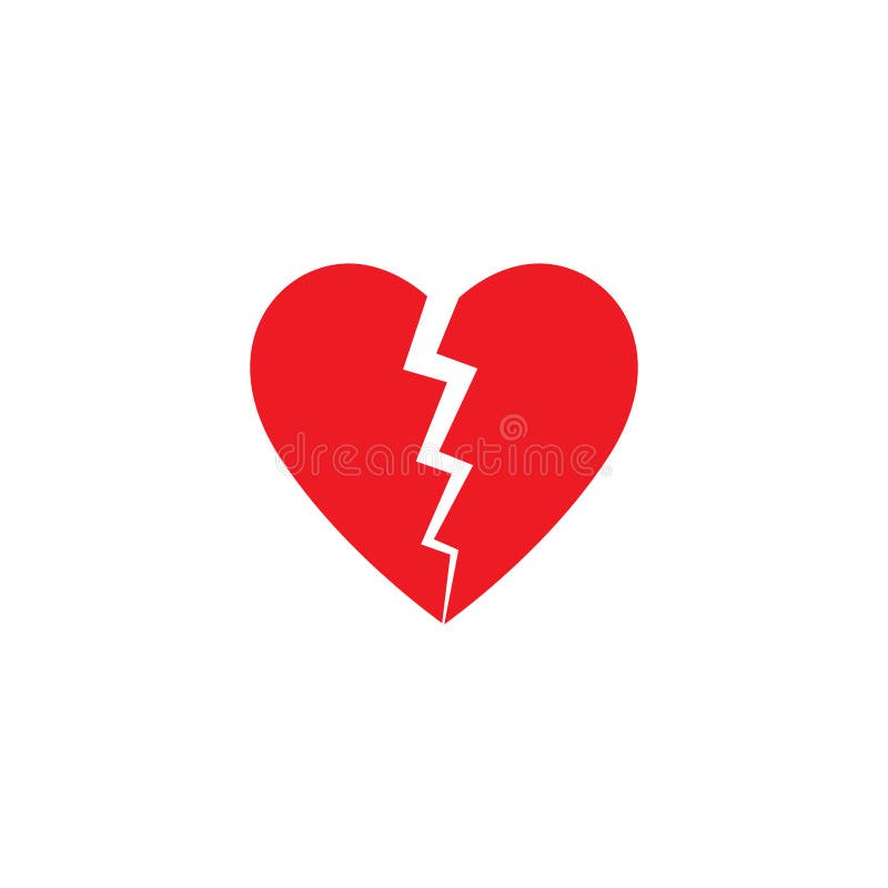 Broken Heart Vector Icon. Red Broken Heart Isolated Illustration Stock ...