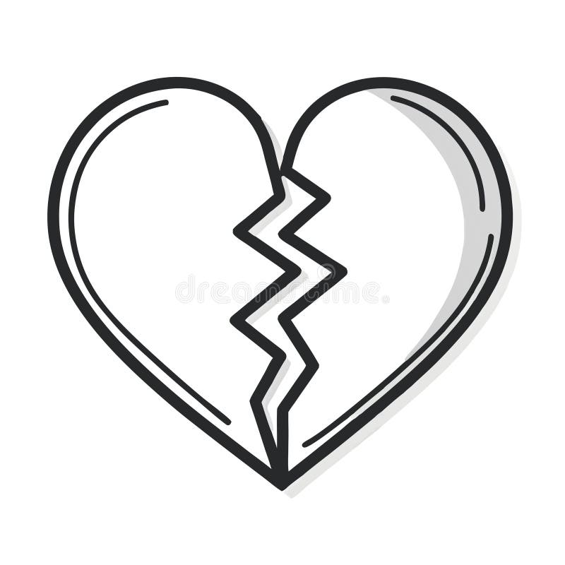Broken Heart Vector Illustration for Tattoo Design Coloring Book and ...
