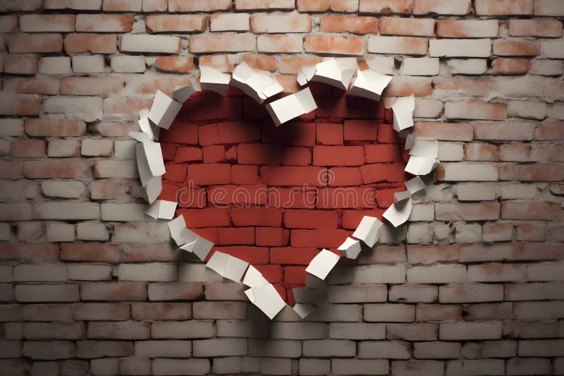 Broken Heart on Wall. Generative AI Stock Illustration - Illustration ...