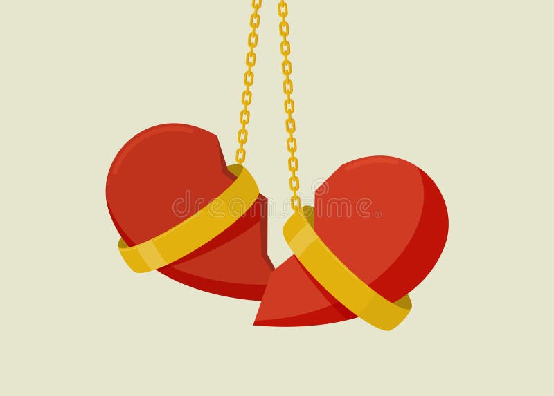 Broken Heart and Wedding Rings. Divorce or Breakup Concept Stock Vector ...