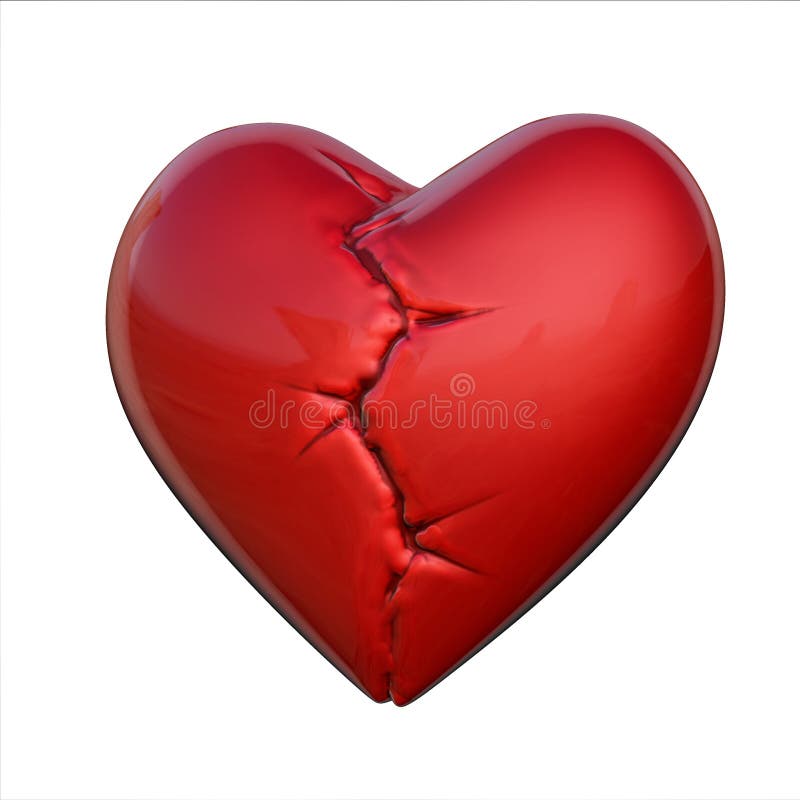 Broken Heart on White Background Stock Illustration - Illustration of ...