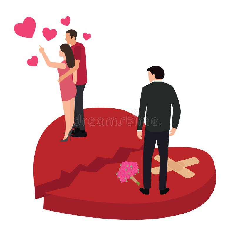 Broken Heart Woman with Another Man Cheating Stock Vector ...