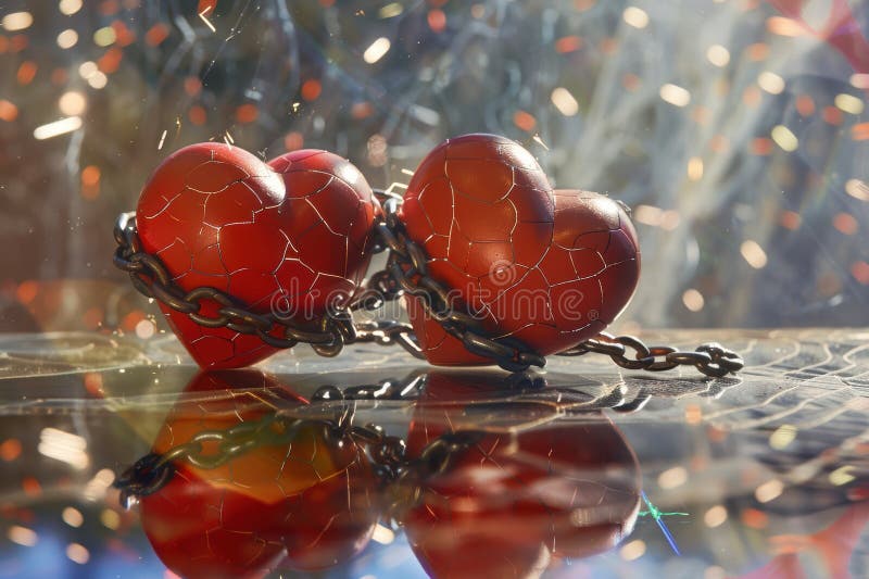 Broken Hearts Bound by Chains that Symbolize the Multitude of Loves ...