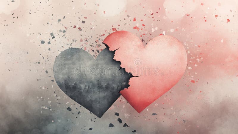 Broken Hearts with Shattered Pieces, Symbolizing Love and Heartache in ...