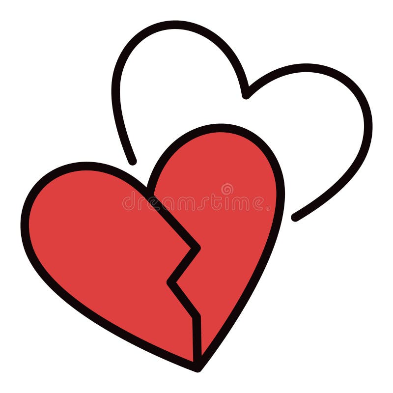 2 Broken Hearts Vector Love Sorrow Colored Icon Stock Illustration ...