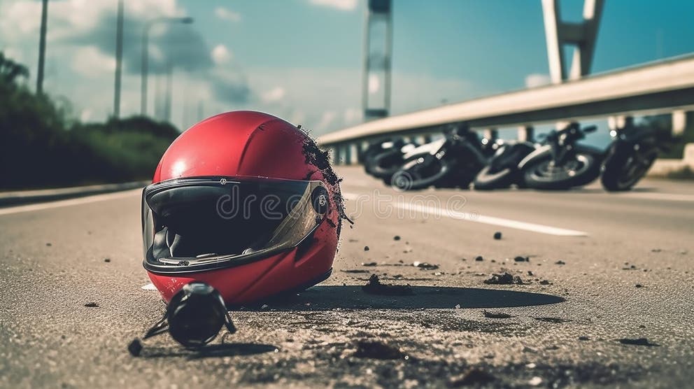 Broken helmet stock illustration. Illustration of asphalt - 281929420