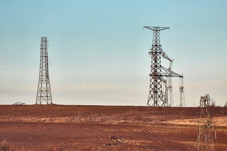 Electric lines collapsed stock photo. Image of frame - 131949330