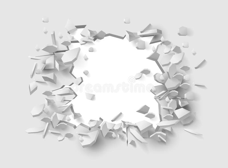 Demolished Wall with Broken Hole in Panel Stock Vector - Illustration ...