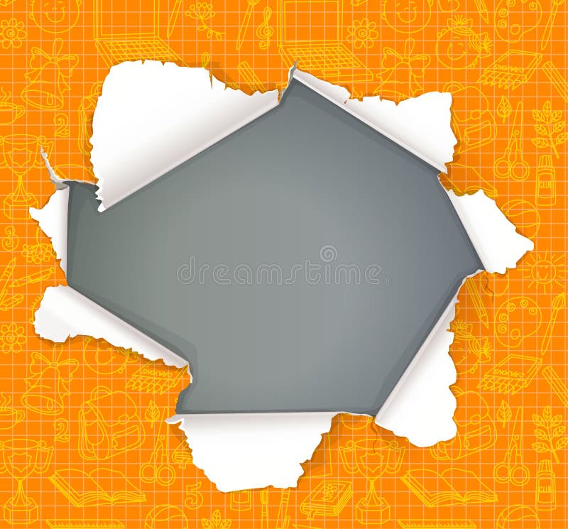 Broken Hole in the Paper with School Pattern Place for Advertising ...