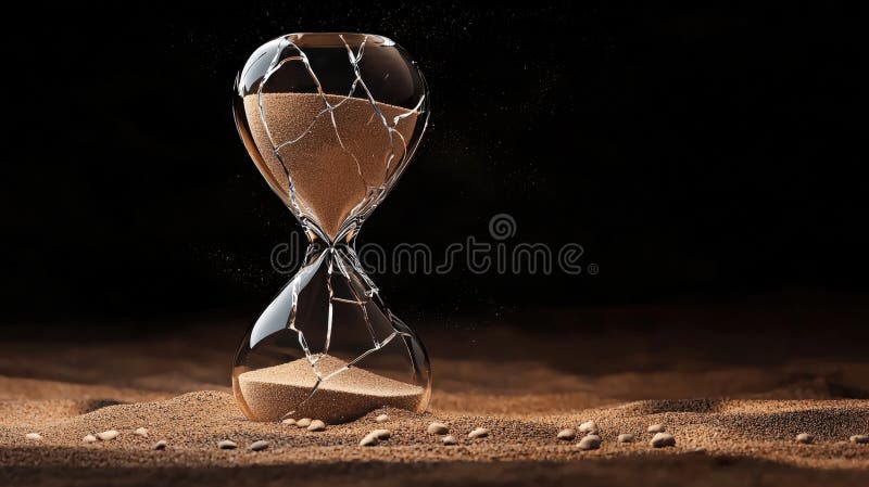 Broken Hourglass Symbolizing the Passage of Time and Impermanence Stock ...