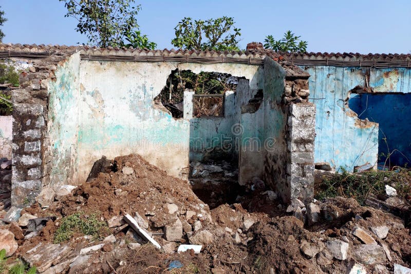 Broken House Colony after Demolish in India - Image Stock Photo - Image ...