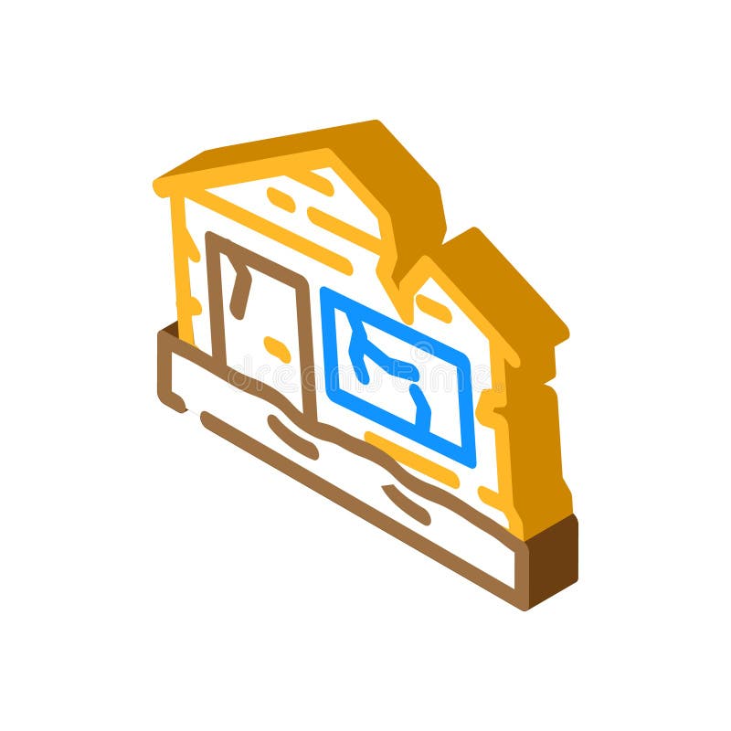 Broken House Disaster Isometric Icon Vector Illustration Stock Vector ...