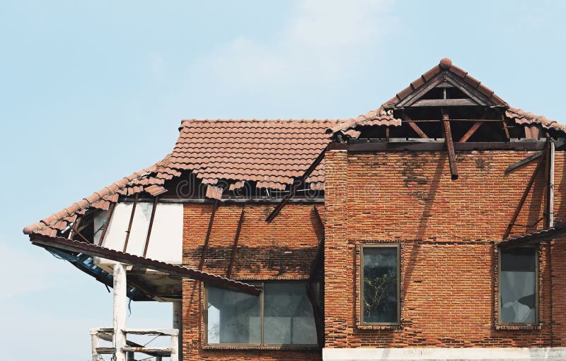 Old broken house in winter stock photo. Image of terrible - 159593234