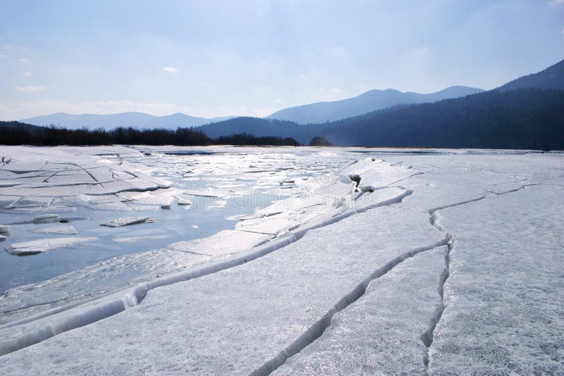 Broken ice stock photo. Image of lake, forest, broken - 1733476
