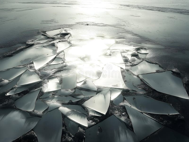Broken Ice, Arctic Ocean, Reflective Surface, Cold Tones, Abstract ...