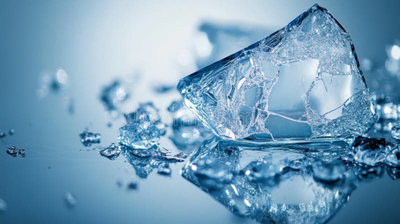 Broken Ice Cube Shattered Fragments Reflecting Light Stock Illustration ...