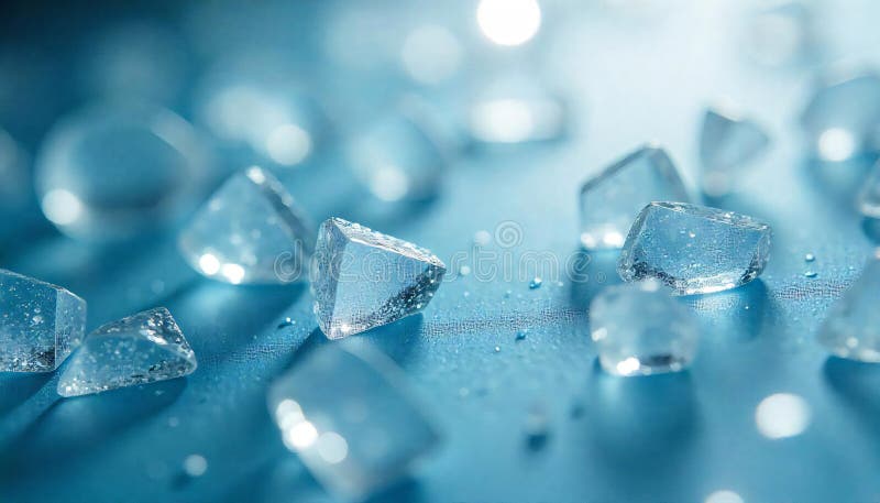 Broken Ice Cubes Piled Up on a Light Blue Background Stock Illustration - Illustration of ...