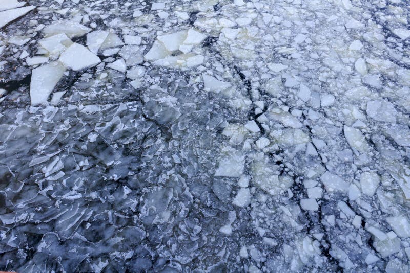 Broken Ice on the Surface of the River in Winter. Ice Floes Texture ...