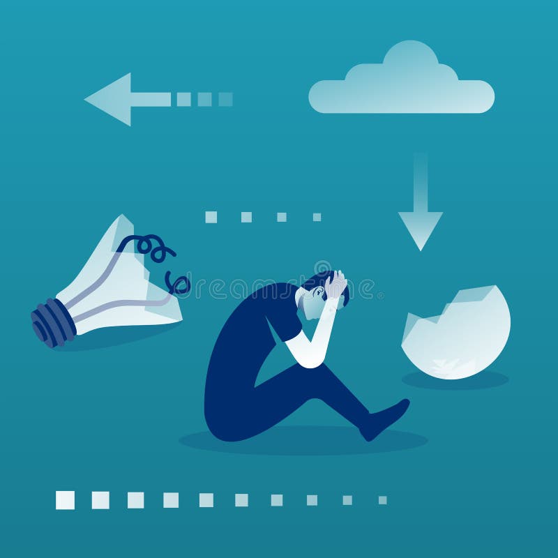 Broken Idea. a Sad Man Sits with a Failed Idea. Error Concept Stock ...