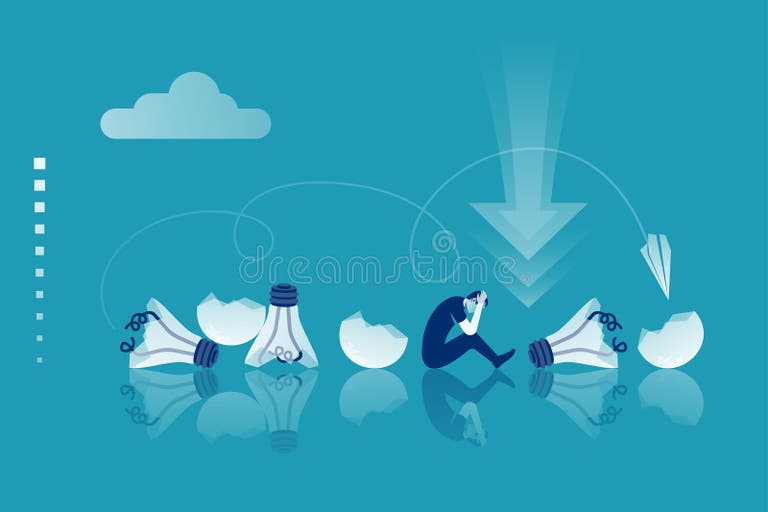 Broken Idea. a Sad Man Sits with a Failed Idea. Error Concept. Error ...