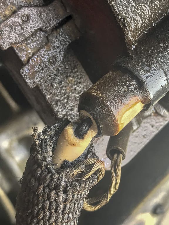 Broken ignition coil wire stock photo. Image of repair - 210935862