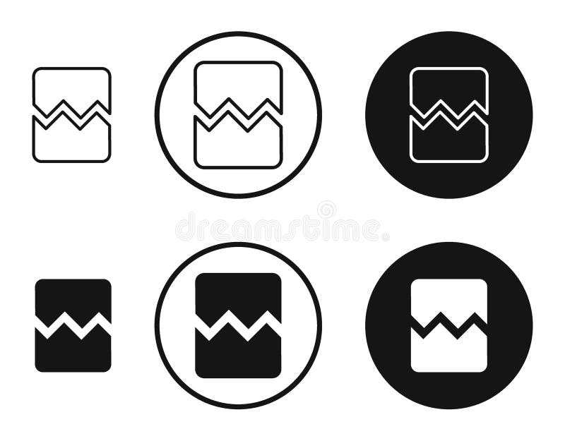Broken Image Vector Icon Set in Black and White Outlines Stock Vector - Illustration of ...