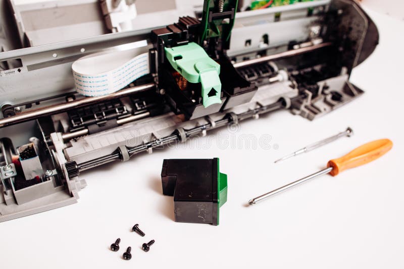 Broken Ink Jet Printer Isolated On White Background Stock Image - Image ...