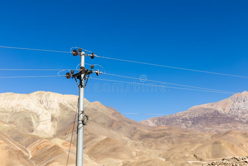 Broken Insulator on a Transmission Tower in the Mountains Stock Photo ...