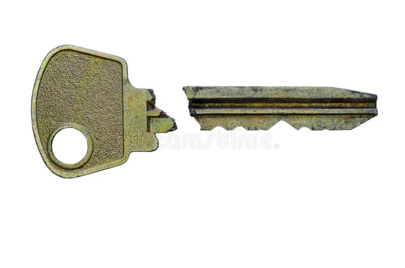 Broken Key on White Background Stock Image - Image of background, shiny ...