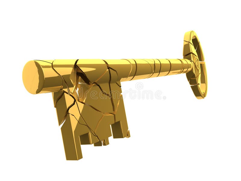 Broken key stock illustration. Illustration of brass, golden - 7096189
