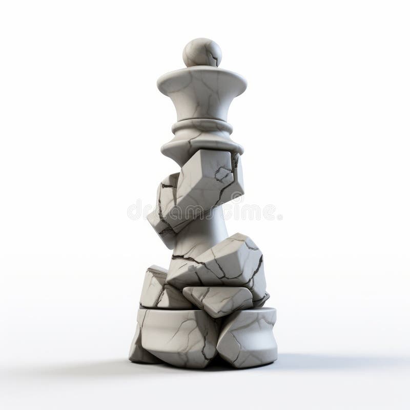 Crumbling Statue Chess Piece on Empty Background - Vray Stonepunk Art ...