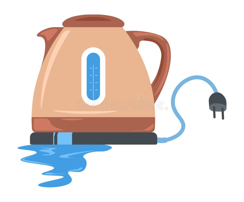 Broken Kitchen Appliances, Leaking Kettle Vector Stock Vector ...